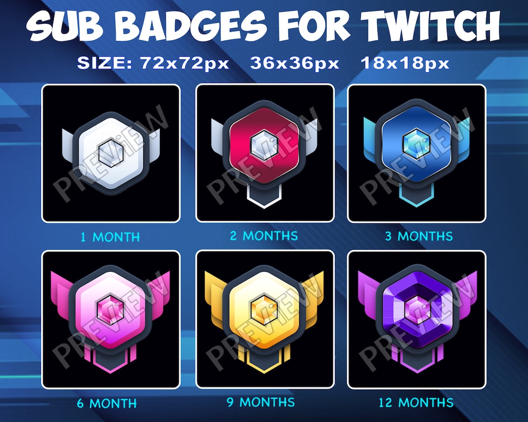 Rank Twitch Kick Sub Badges Subscribers Sub Bit Loyalty Badges Rank ...