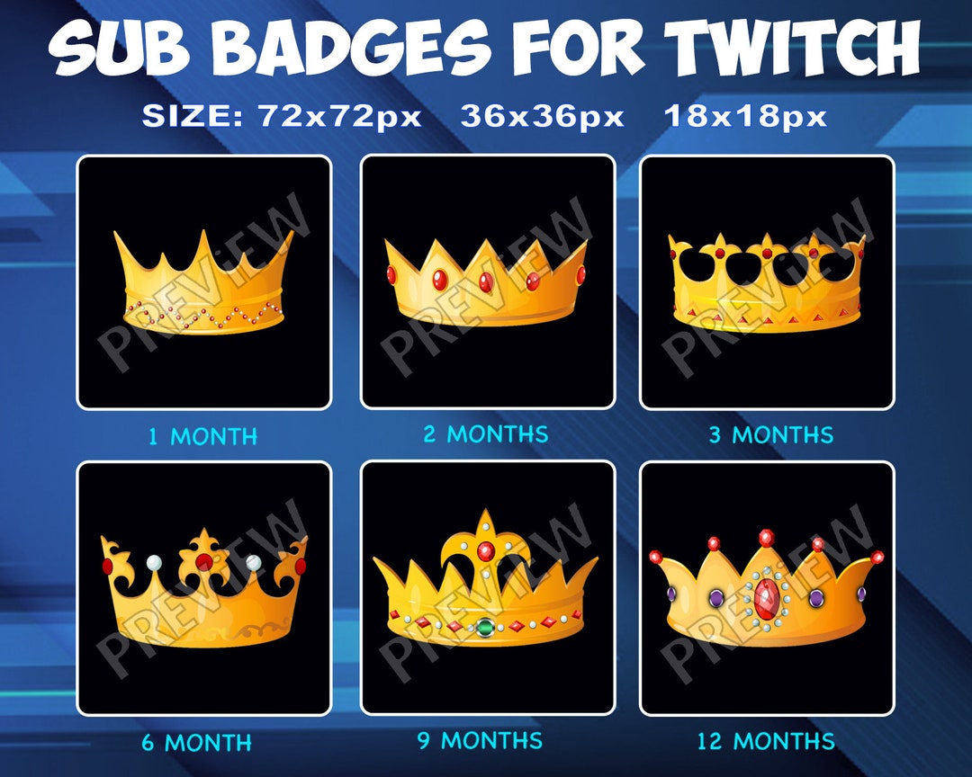 Crowns Twitch Kick Sub Badges Subscribers Sub Bit Loyalty Badges Crown ...