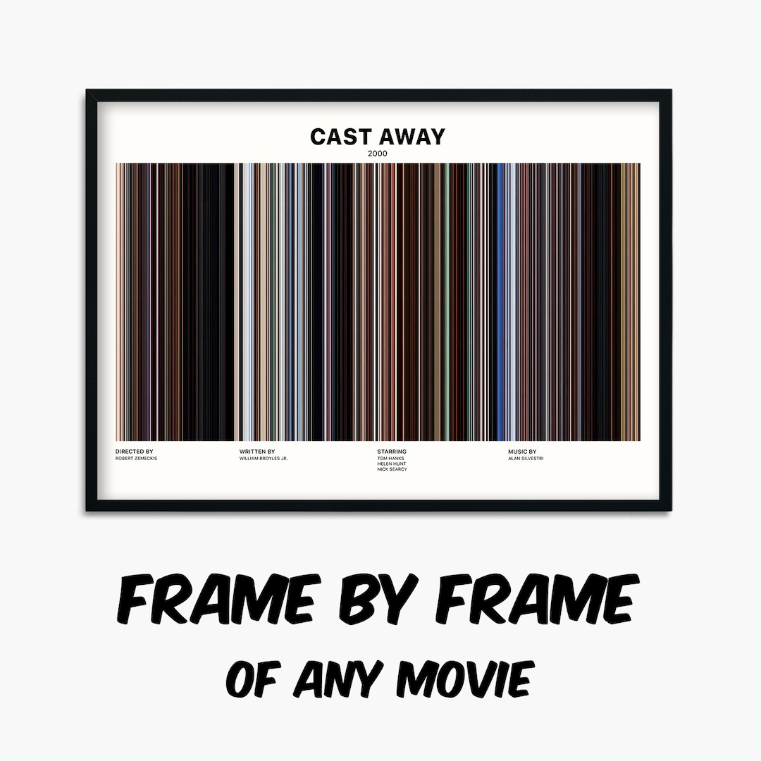 Cast Away 2000 Movie Barcode Poster Print, Frame by Frame Art Print ...