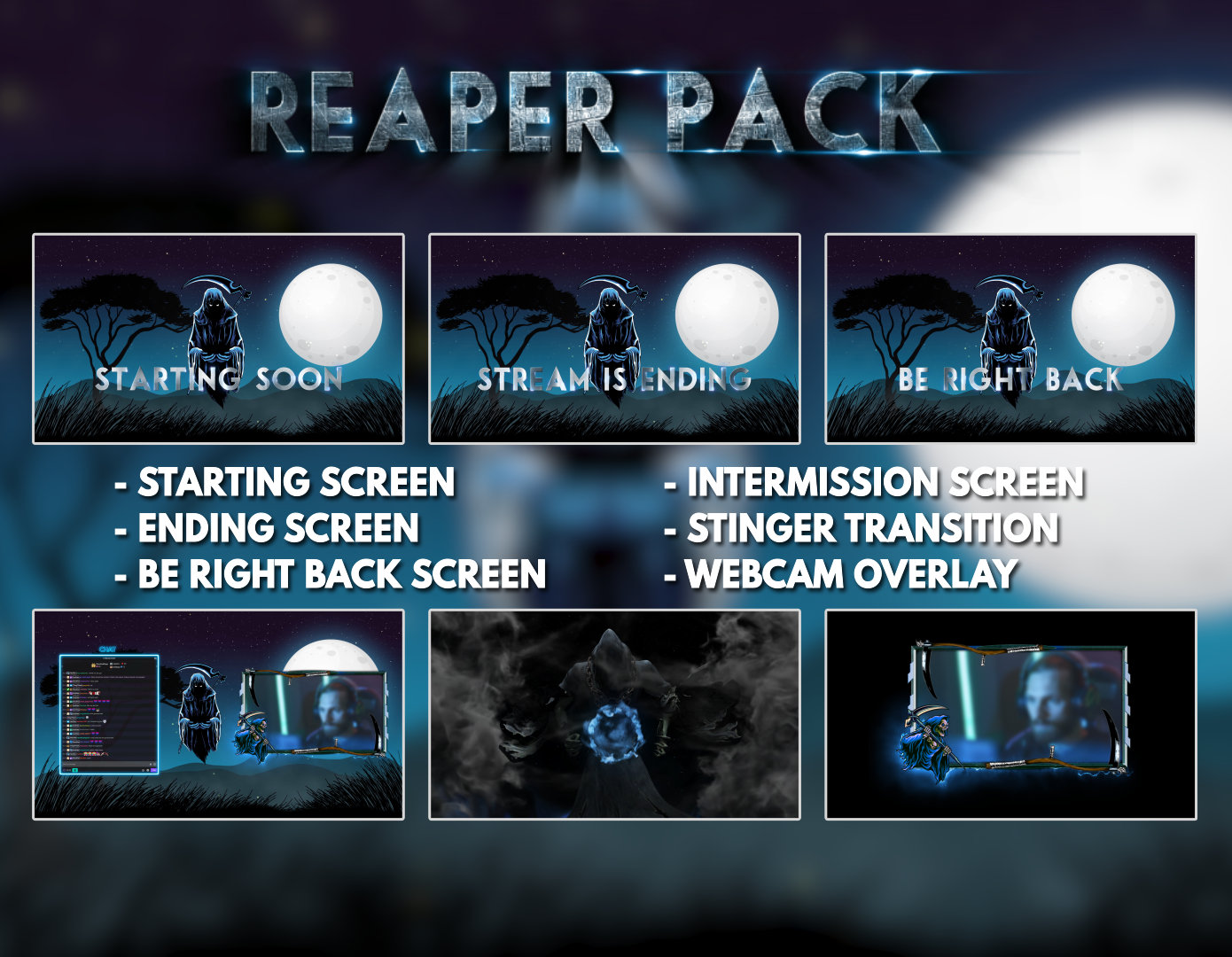 Twitch Reaper Screens Pack Overlays, Twitch Package - Etsy