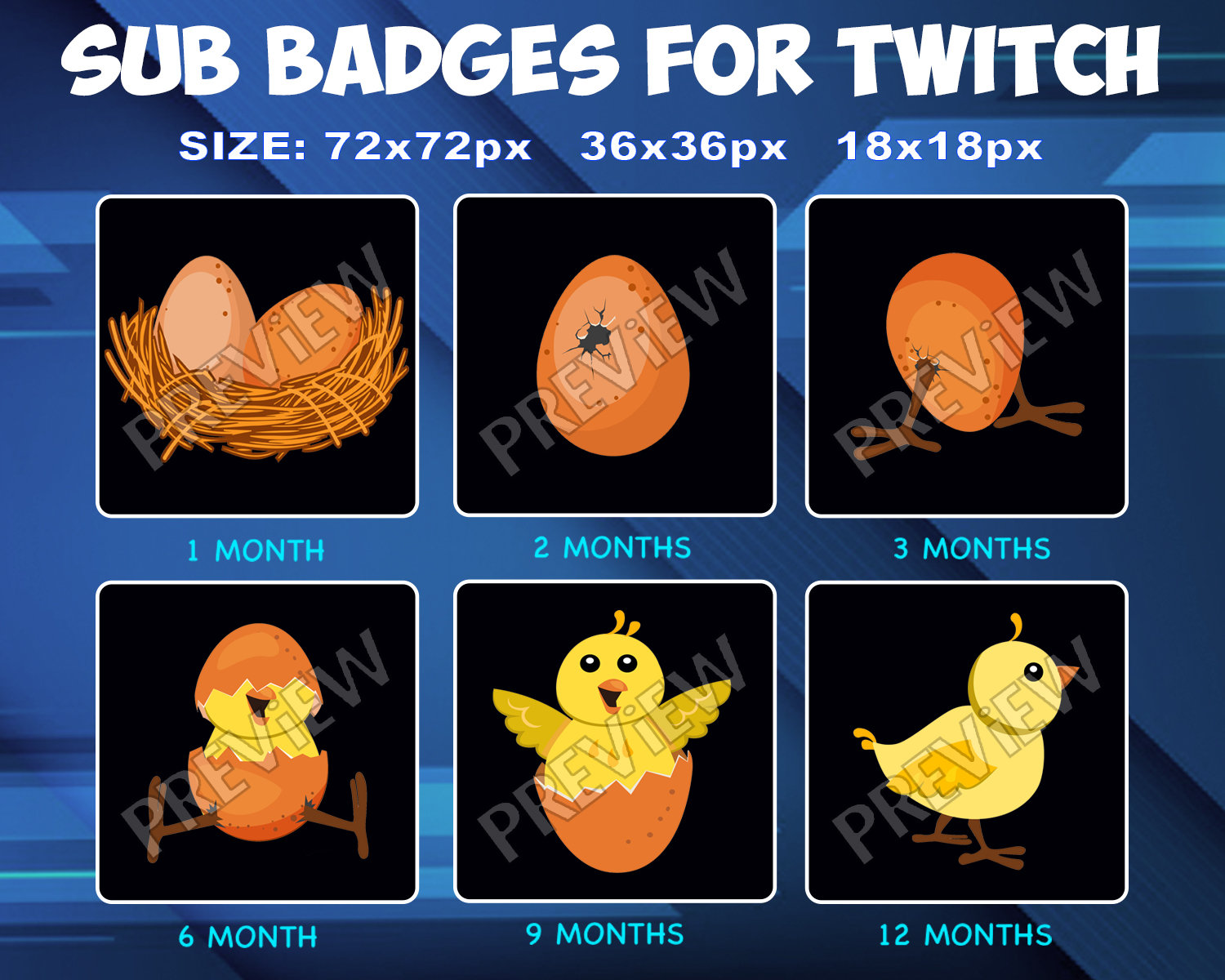 Chick Twitch Kick Sub Badges Subscribers Sub Bit Loyalty Badges ...