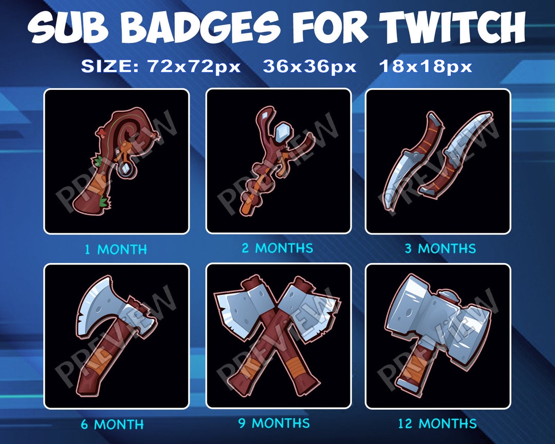 Weapons Hammer Exe Twitch Kick Sub Badges Subscribers Sub Bit Loyalty ...