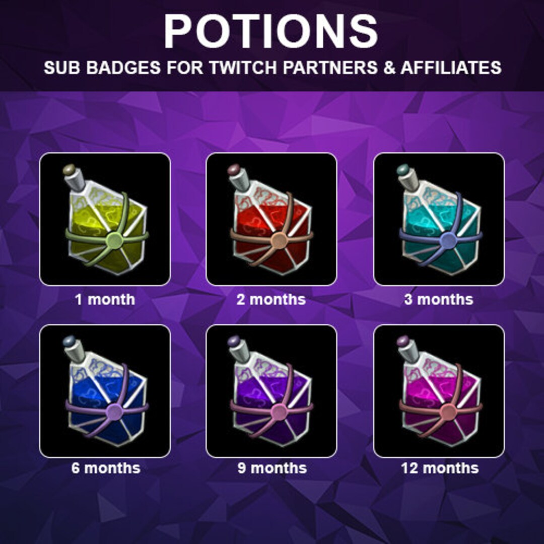 Potions Sub Badges | Twitch Kick Potions Subscribers Loyalty Sub Bit ...