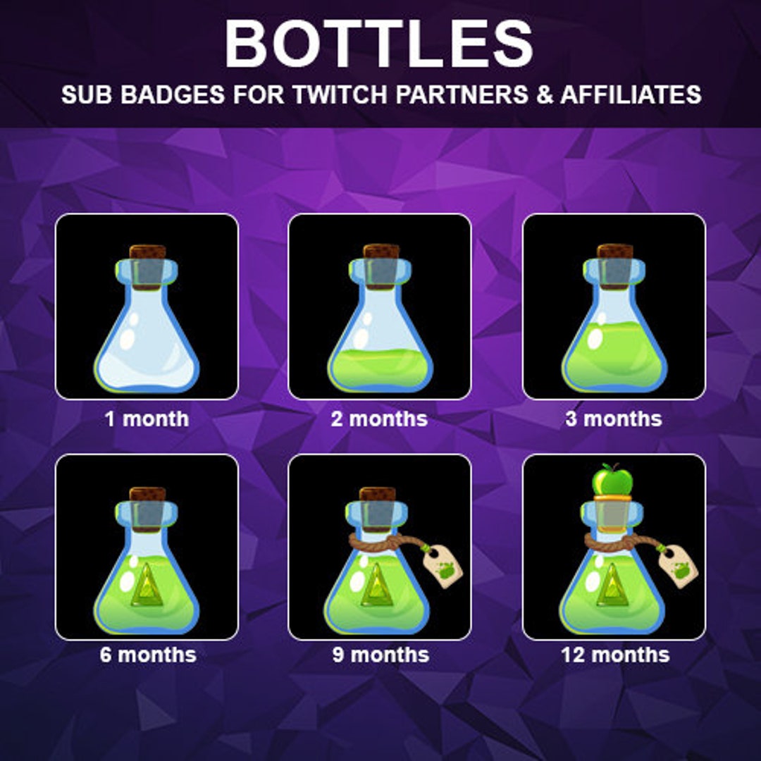 Magic Bottles Sub Badges | Twitch Kick Bottles Subscribers Loyalty Sub ...