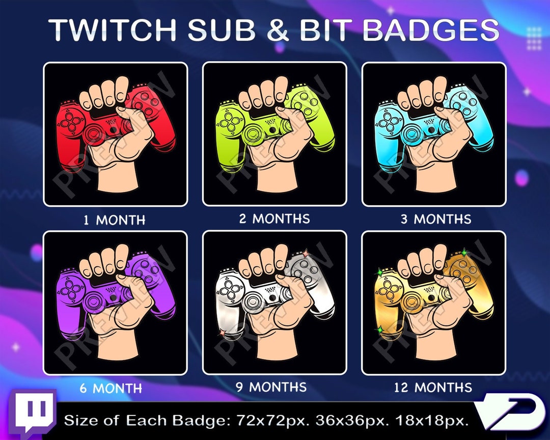 Controller PS Sub Badges | Twitch Kick Joystick Subscribers Loyalty Sub ...