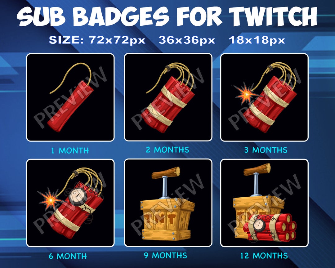 Dynamite Twitch Kick Sub Badges Subscribers Sub Bit Loyalty Badges Boom ...