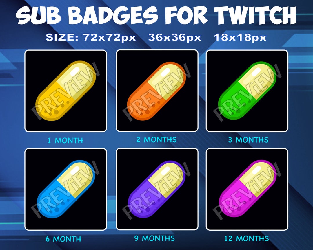 Pills Twitch Kick Sub Badges Subscribers Sub Bit Loyalty Badges Medical ...