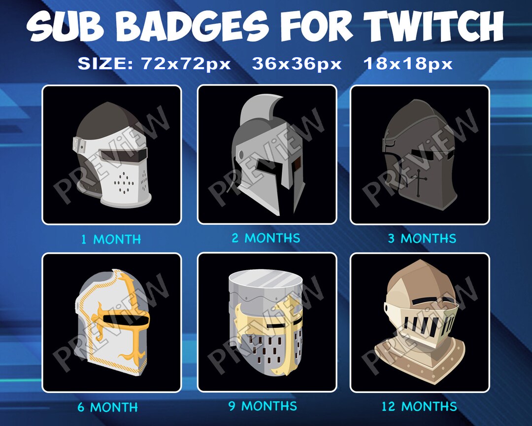 Knight Helmet Twitch Kick Sub Badges Subscribers Sub Bit Loyalty Badges ...