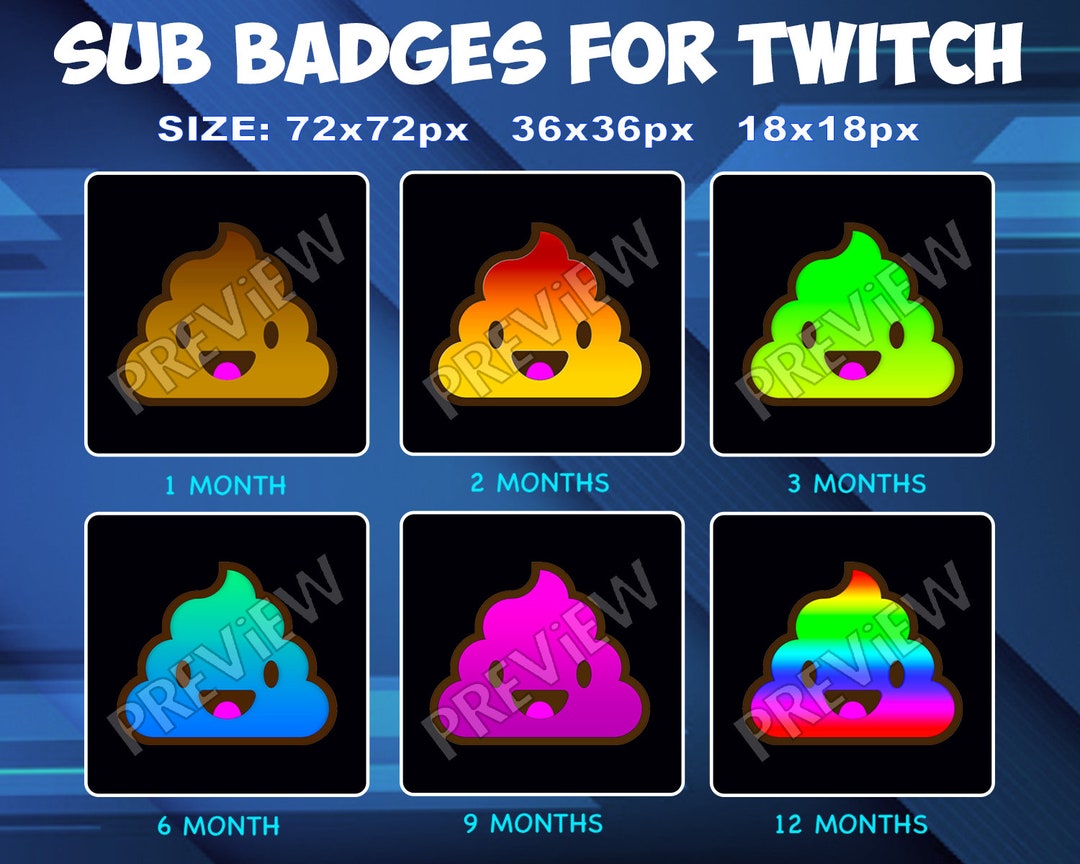 Shit Poop Bullshit Twitch Kick Sub Badges Subscribers Sub Bit Loyalty ...