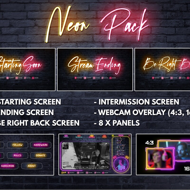 Neon Twitch Overlay - Etsy