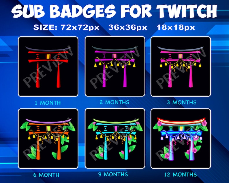 6 Arch Sub / Bit Badges for Twitch Kick, Loyalty Rank Food Badges Pack ...
