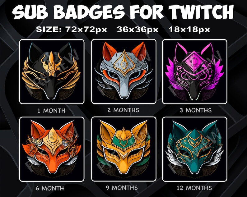 6 Fox Twitch Kick Sub Badges / Twitch Kick Bit Badges for Twitch Kick ...