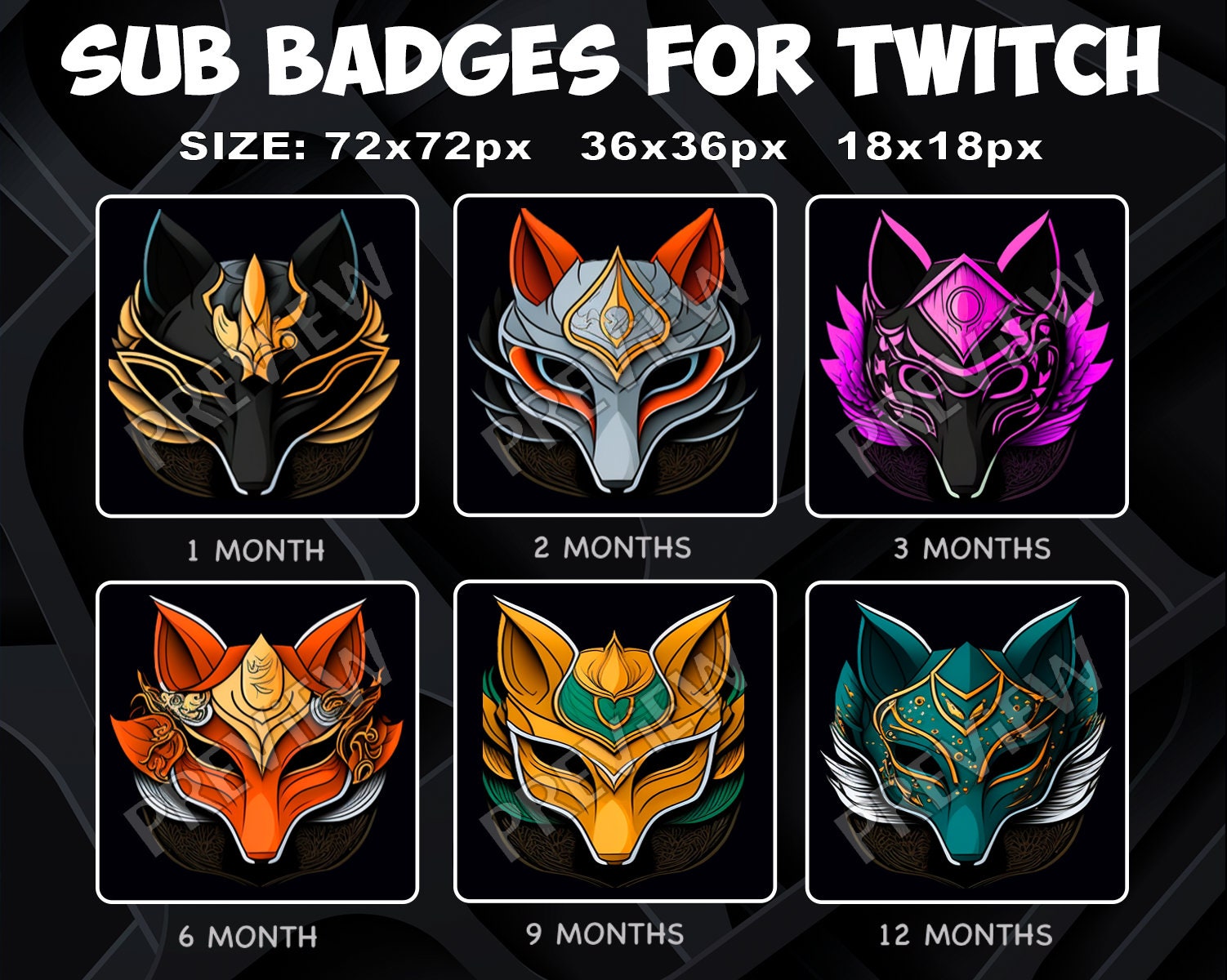 6 Fox Twitch Kick Sub Badges / Twitch Kick Bit Badges for Twitch Kick ...