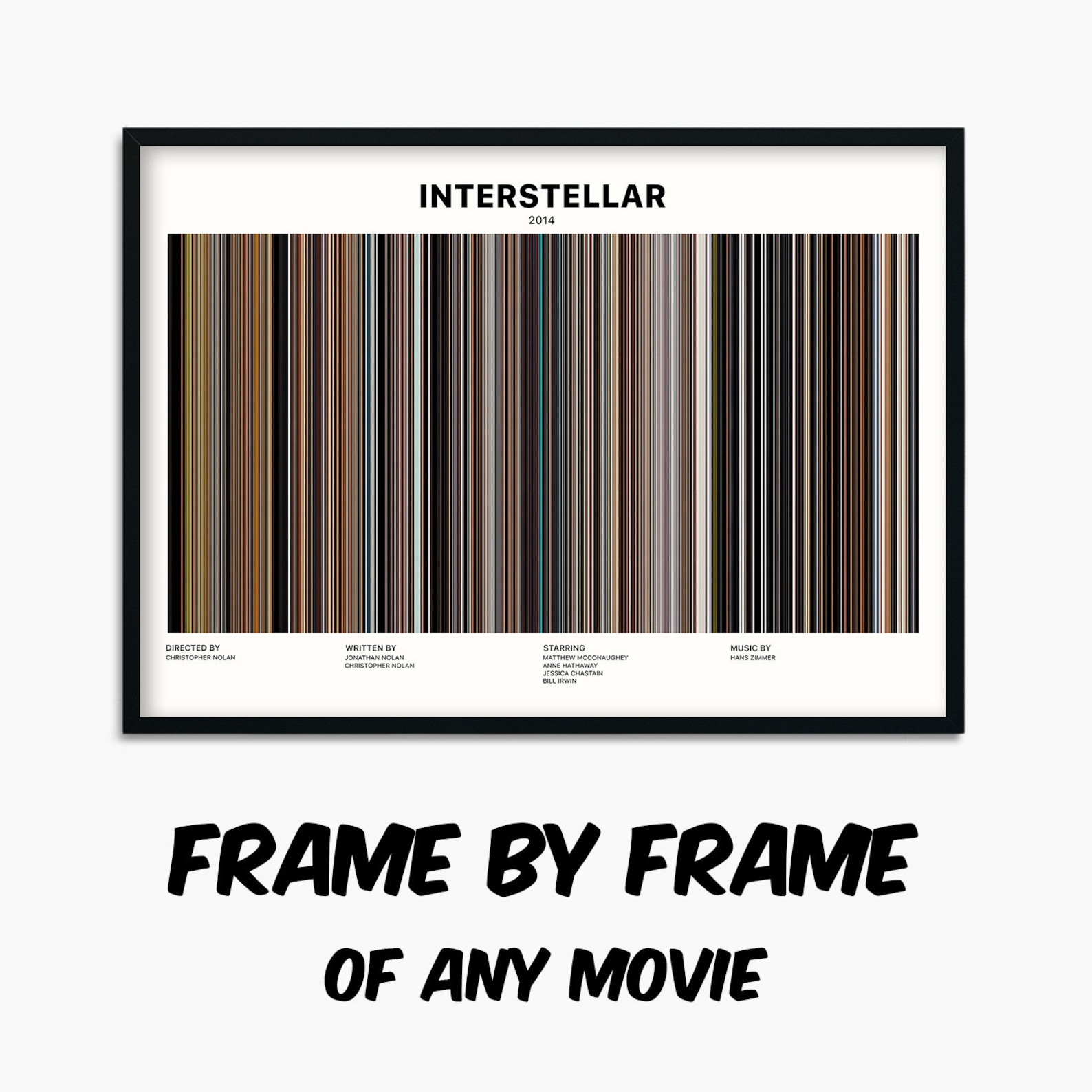 Interstellar Movie Barcode Poster Print, Frame by Frame Art Print Gift ...