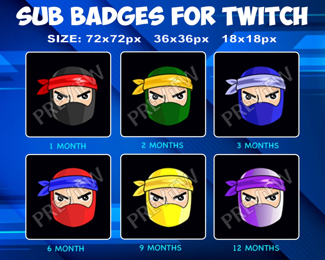 6 badges Ninja Sub/Bit pour Twitch Kick, pack de badges fidélité pour ...