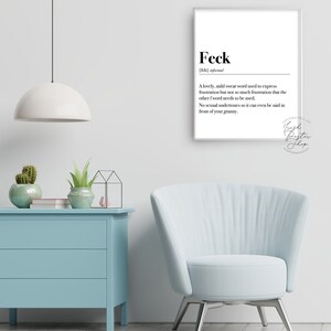 Feck Definition Irish Art Poster - Irish Decor, Irish Slang, Irish ...
