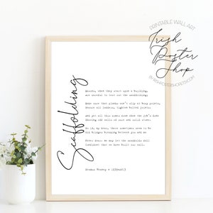 SCAFFOLDING Poem - Seamus Heaney Poetry - Irish Poster - Irish Print ...