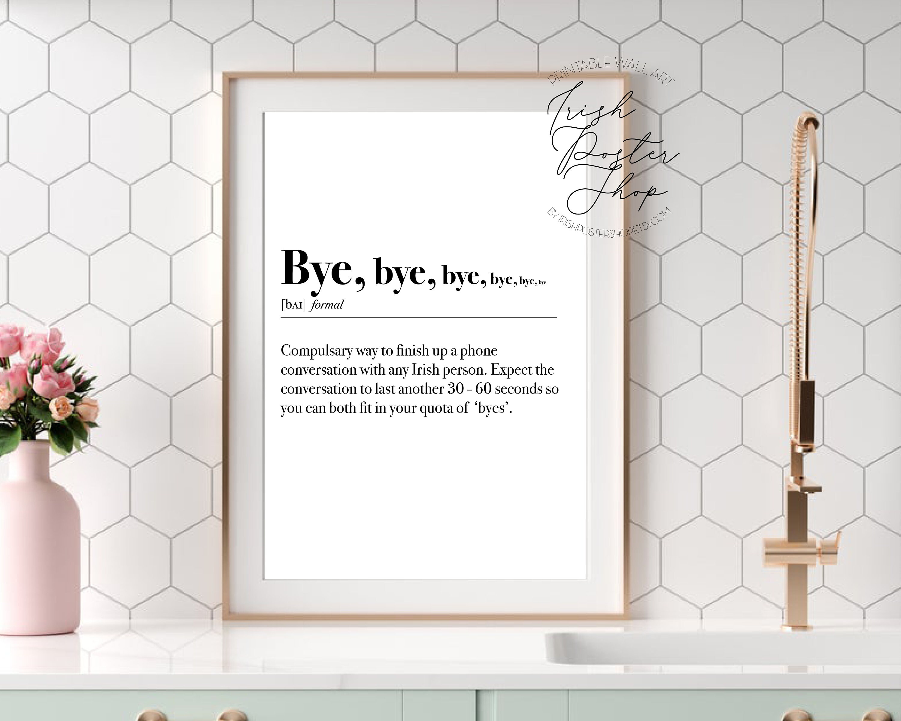 Bye Definition Irish Art Poster Irish Decor Irish Slang - Etsy