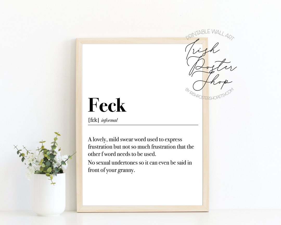 Feck Definition Irish Art Poster - Irish Decor, Irish Slang, Irish ...