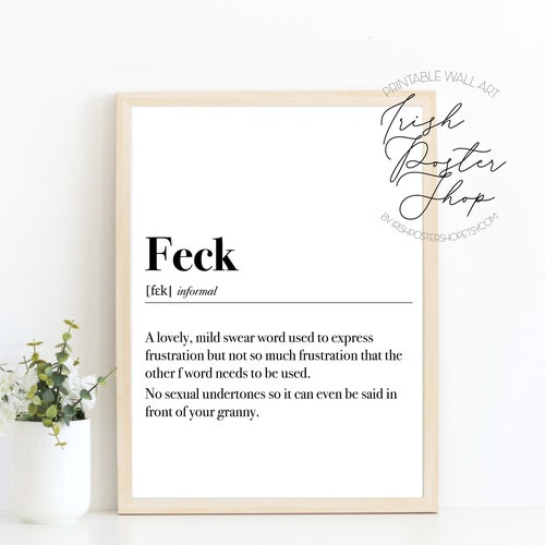 Feck Definition Irish Art Poster Irish Decor Irish Slang - Etsy