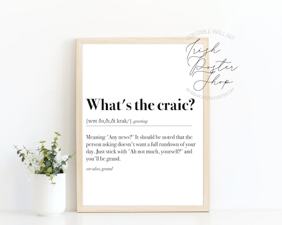 What's the Craic Definition Irish Art Poster Irish | Etsy UK