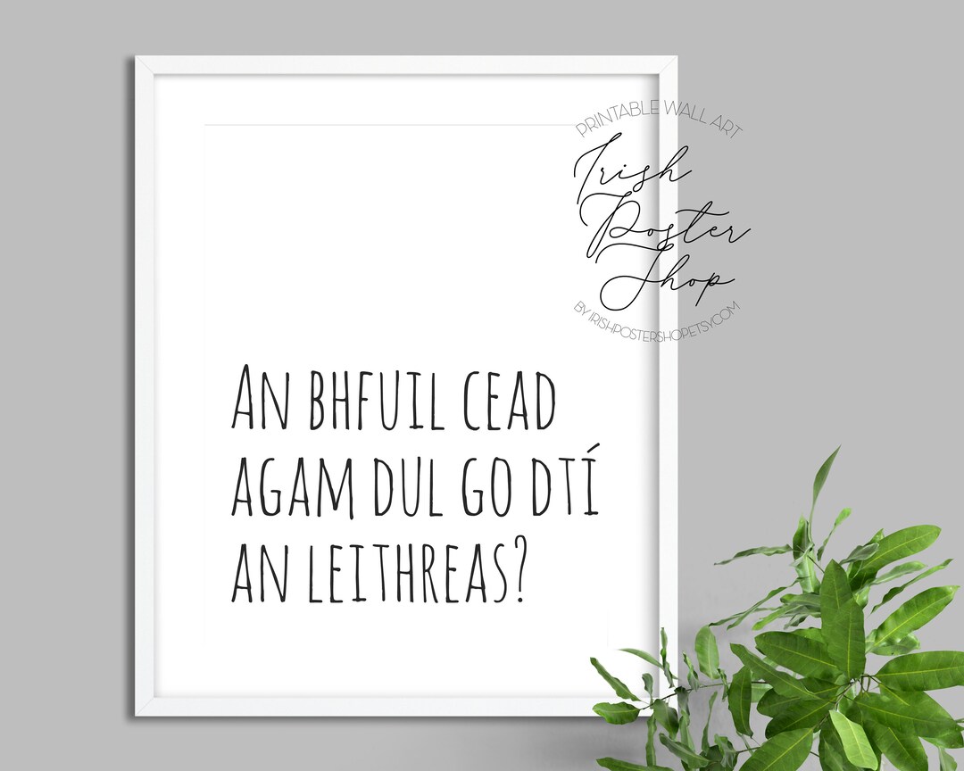 An Bhfuil Cead Agam Dul Go Dti an Leithreas - Irish Art Print - Irish ...