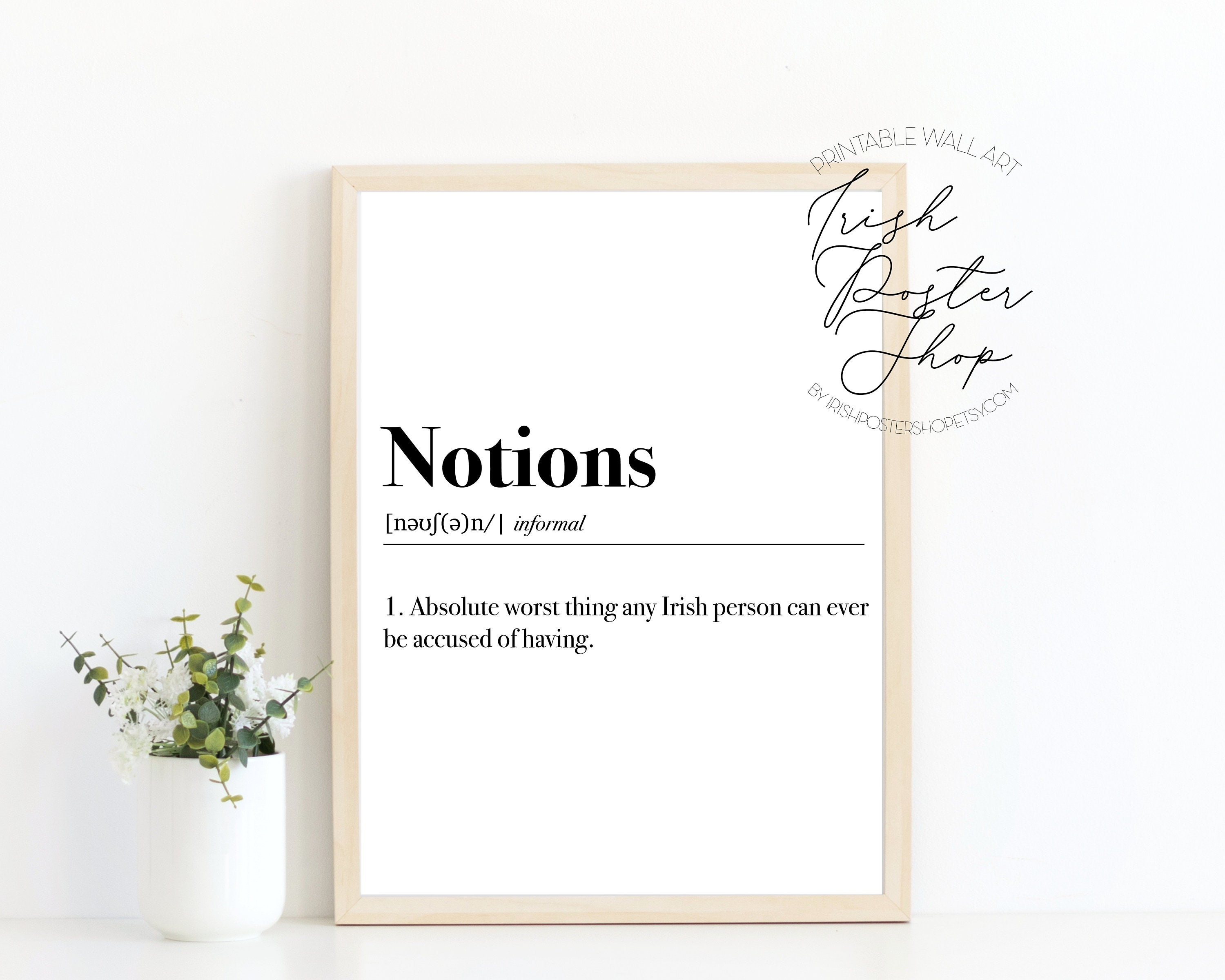 Notions Definition Irish Art Poster Irish Decor Irish - Etsy Australia