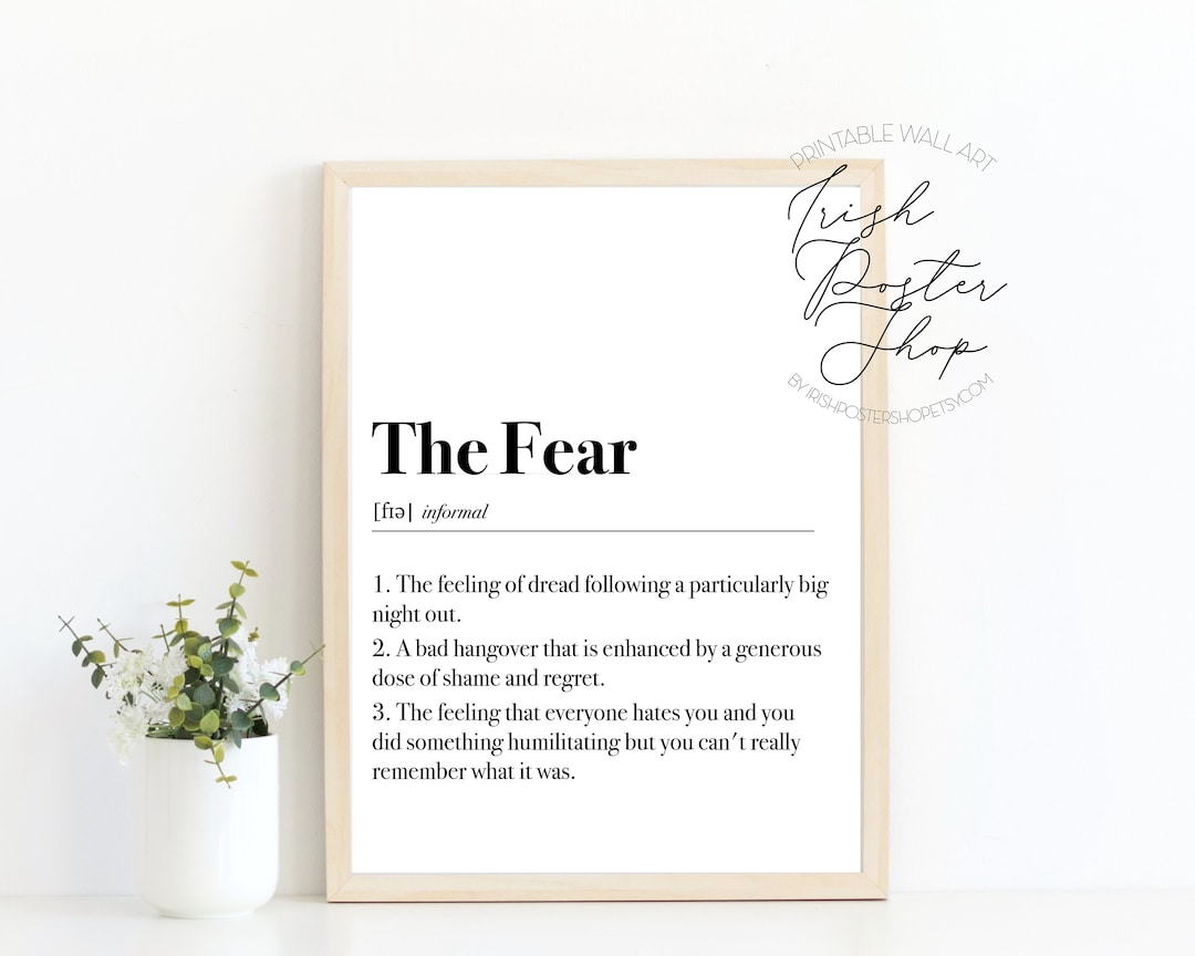 The Fear Definition Irish Art Poster - Irish Wall Decor, Irish Slang ...