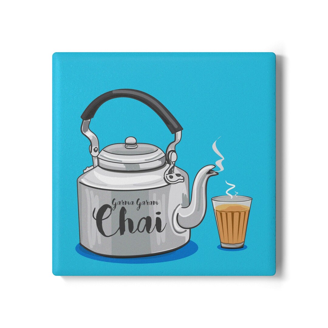 Indian Chai Coaster: Garma Garam Chai Quote, Ceramic Desi Kitchen Decor ...