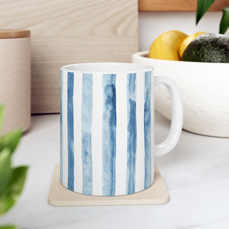 Small Pottery Striped Mug - Etsy