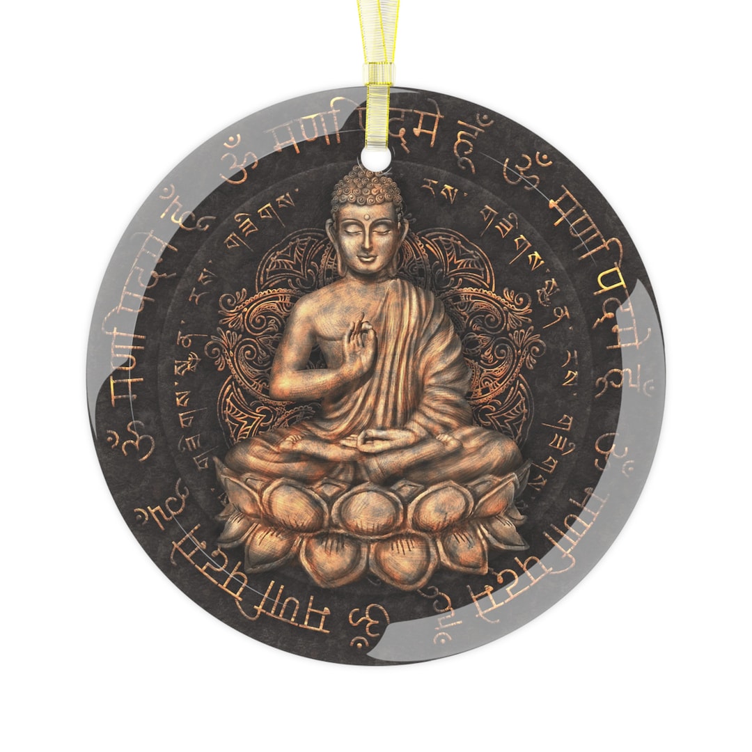 Buddha Art om Mani Padme Hum in Sanskrit/tibetan Scripts Round Ornament ...