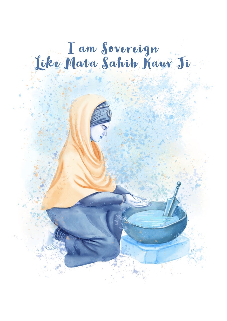 Mata Sahib Kaur, Sikh Affirmation Wall Art, Sikh Art, Khalsa ...