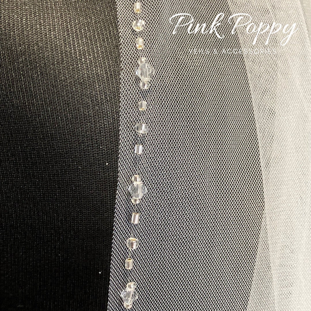 Veil With Sparkle, Crystal Edge, SOFTEST Tulle Length 86CMS 34 Approx ...