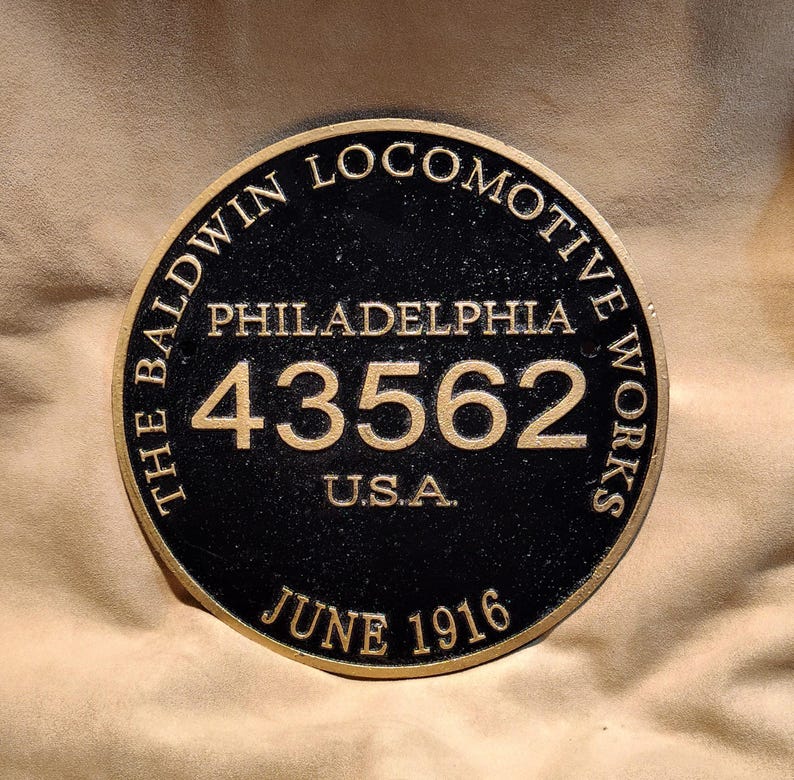 Cast Iron Baldwin Locomotive Works Plaque ~ Philadelphia Train Marker ...