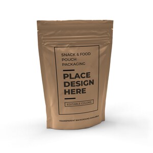 Snack Pouch Packaging Mockup Template Bundle With Editable Background ...