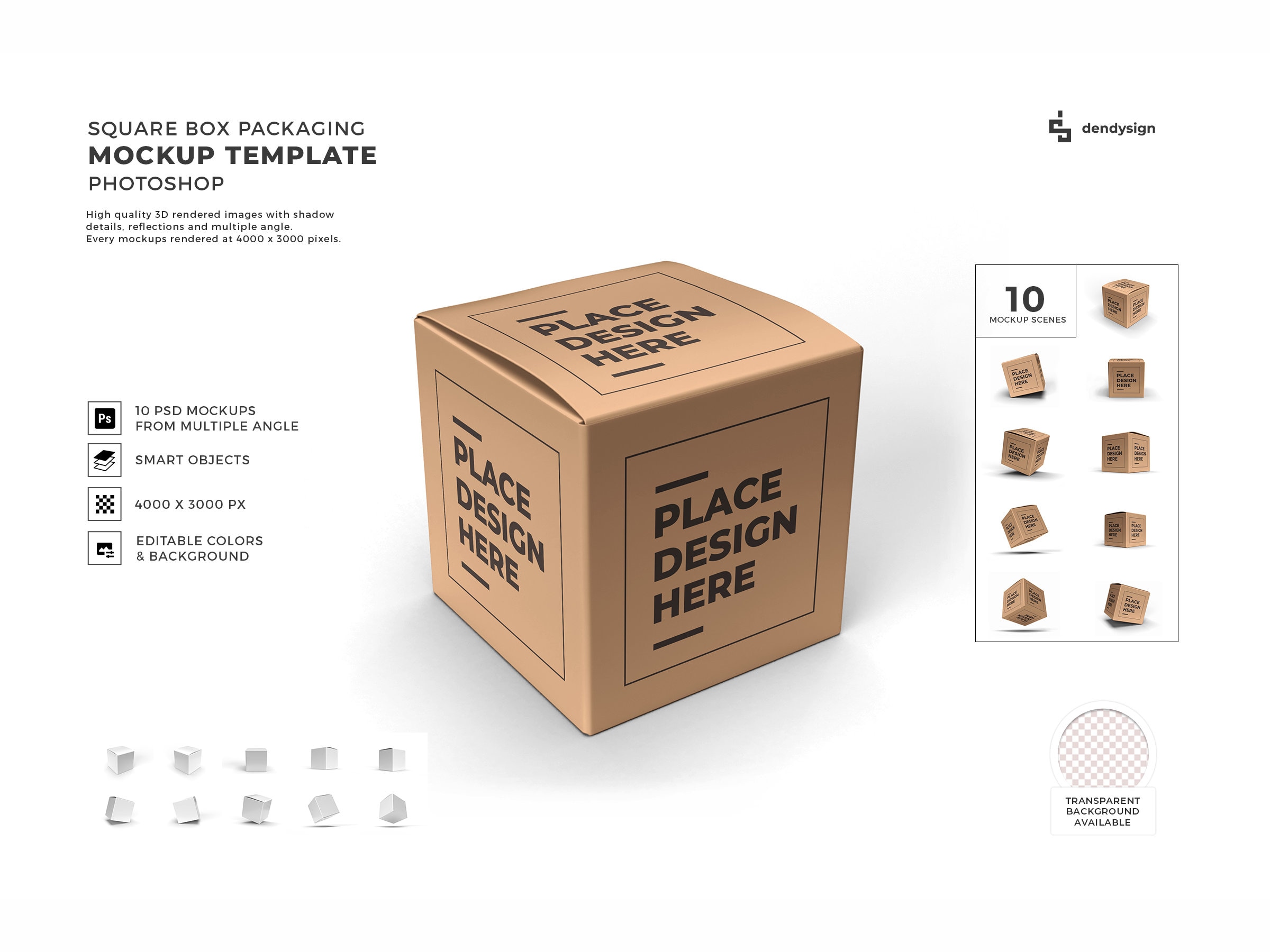 Square Box Packaging Mockup Template Bundle With Editable Background ...