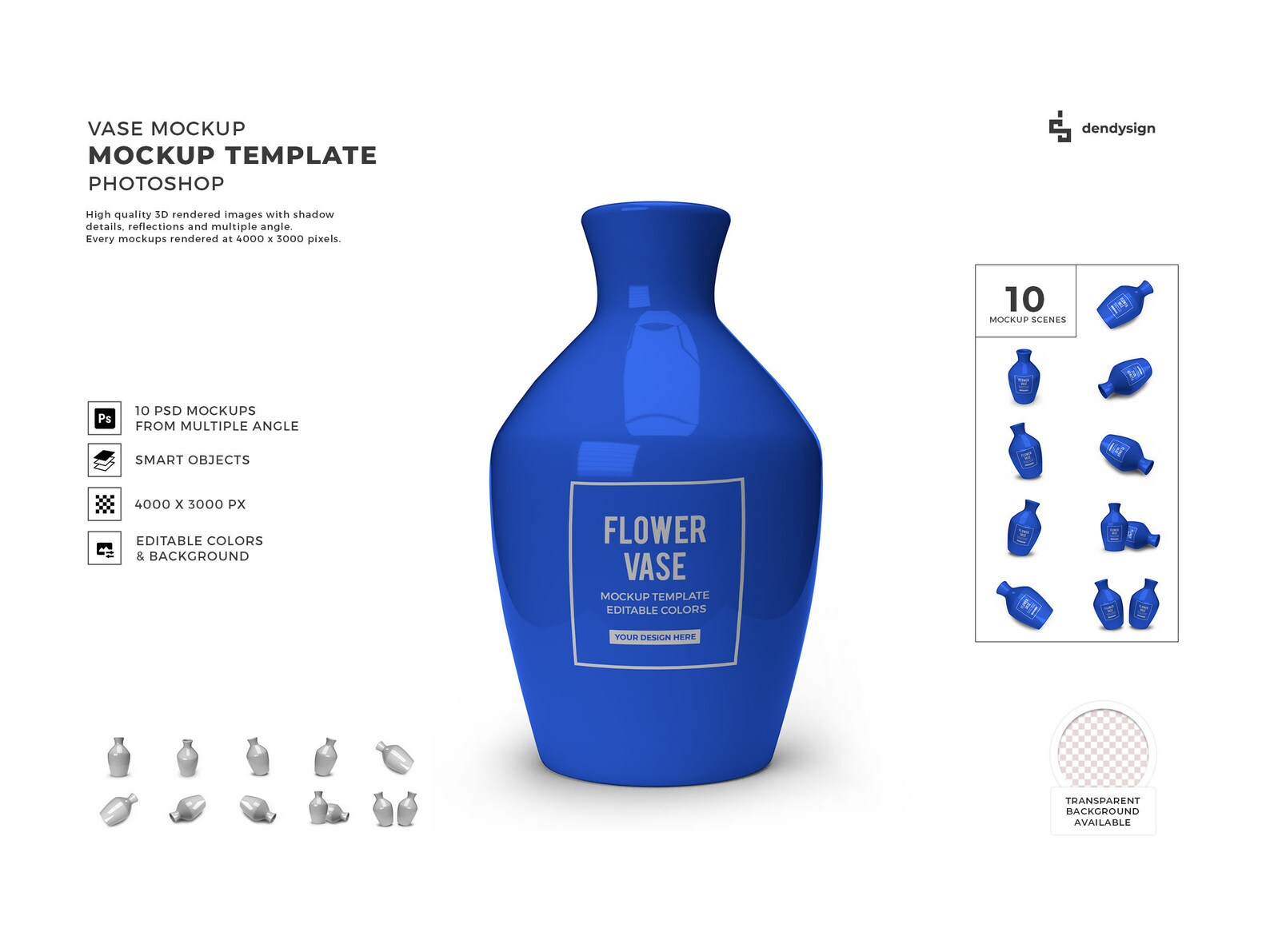 Flower Vase Mockup Template Bundle With Editable Background and Colors ...