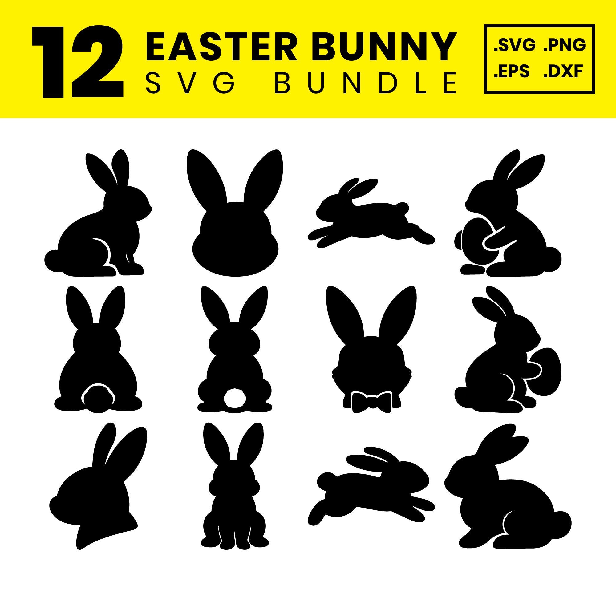 12 Easter Bunny SVG Bundle: Rabbit Clipart, Spring Animal Cut Files for ...