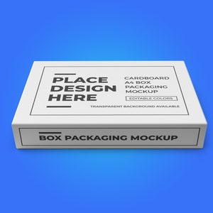A4 Paper Box Packaging Mockup Template Bundle With Editable Background ...