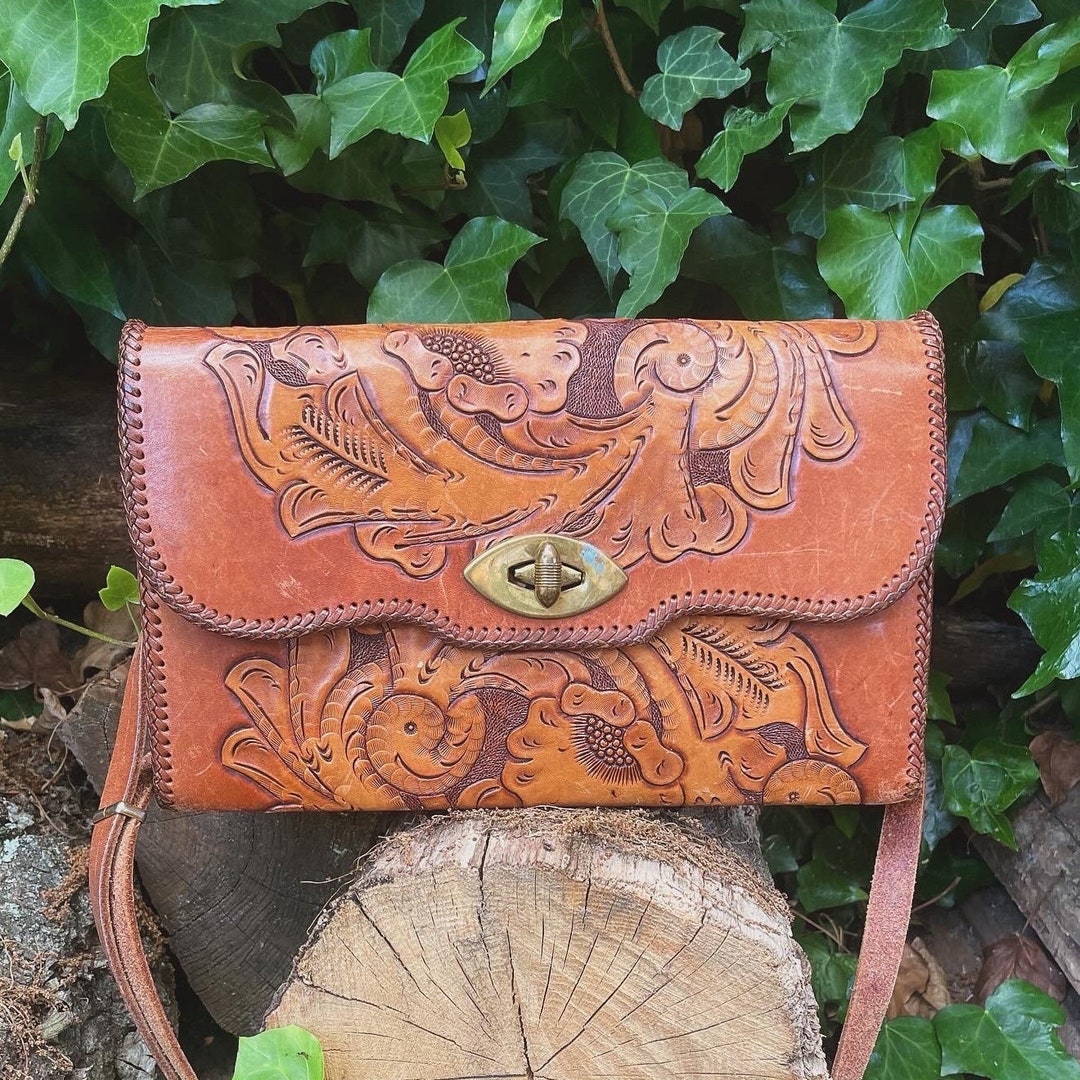 Vintage 1960s Hand-tooled Leather Purse - Etsy