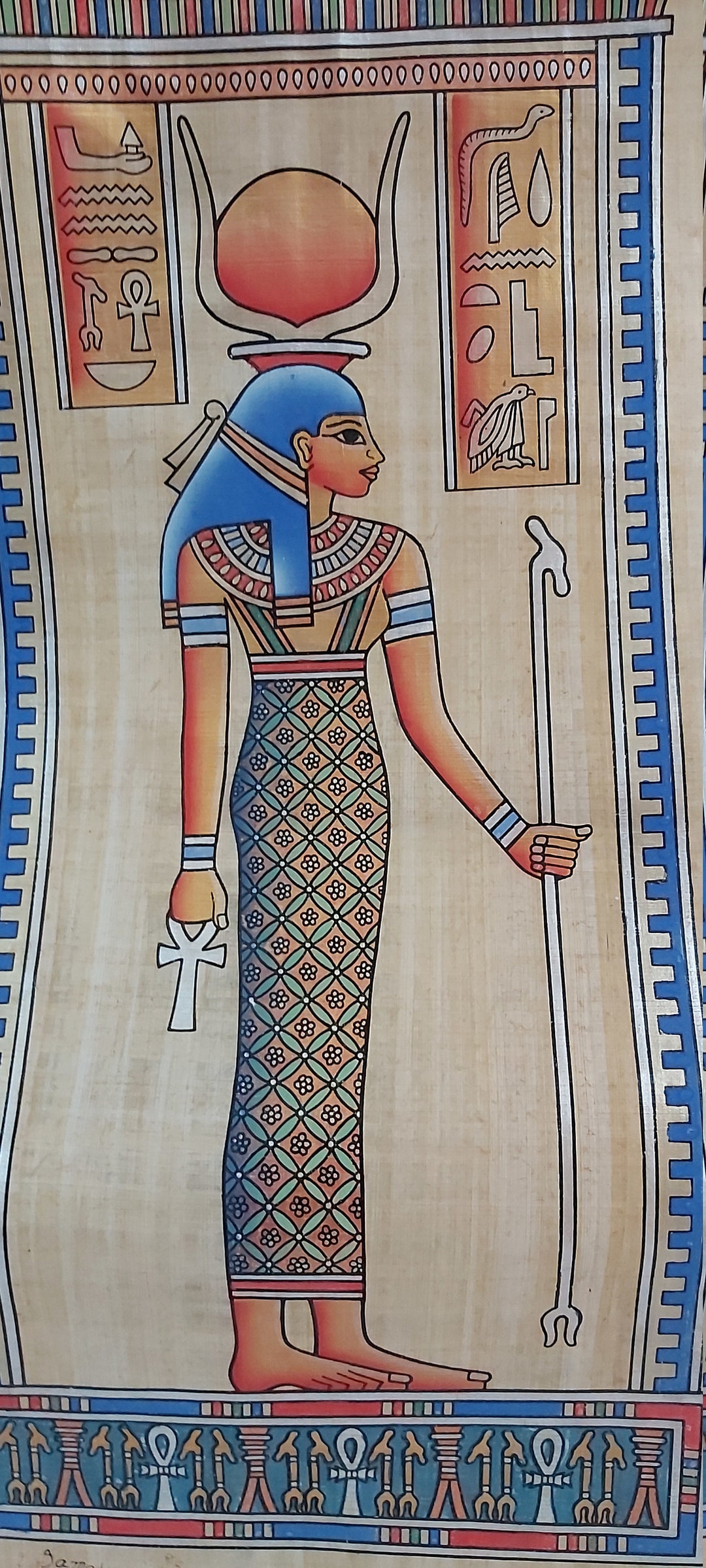 Egyptian Papyrus Painting, Isis Papyrus Painting, Egyptian Papyrus Art ...