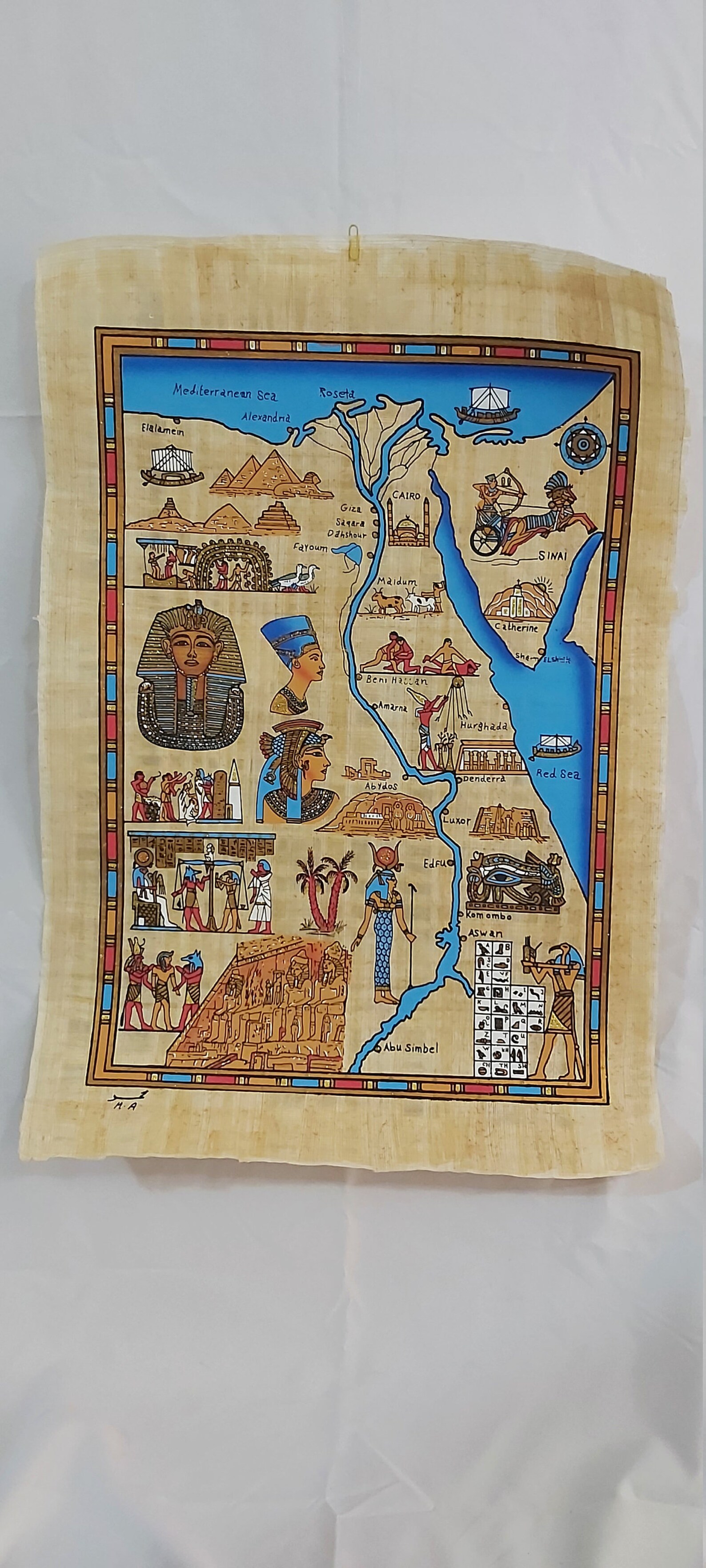 Egyptian Papyrus Painting Map of Egypt Papyrus Painting - Etsy