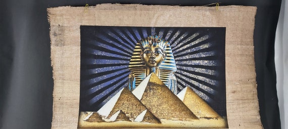 Egyptian Papyrus Handmade Painting Pyramids and Sphinx | Etsy