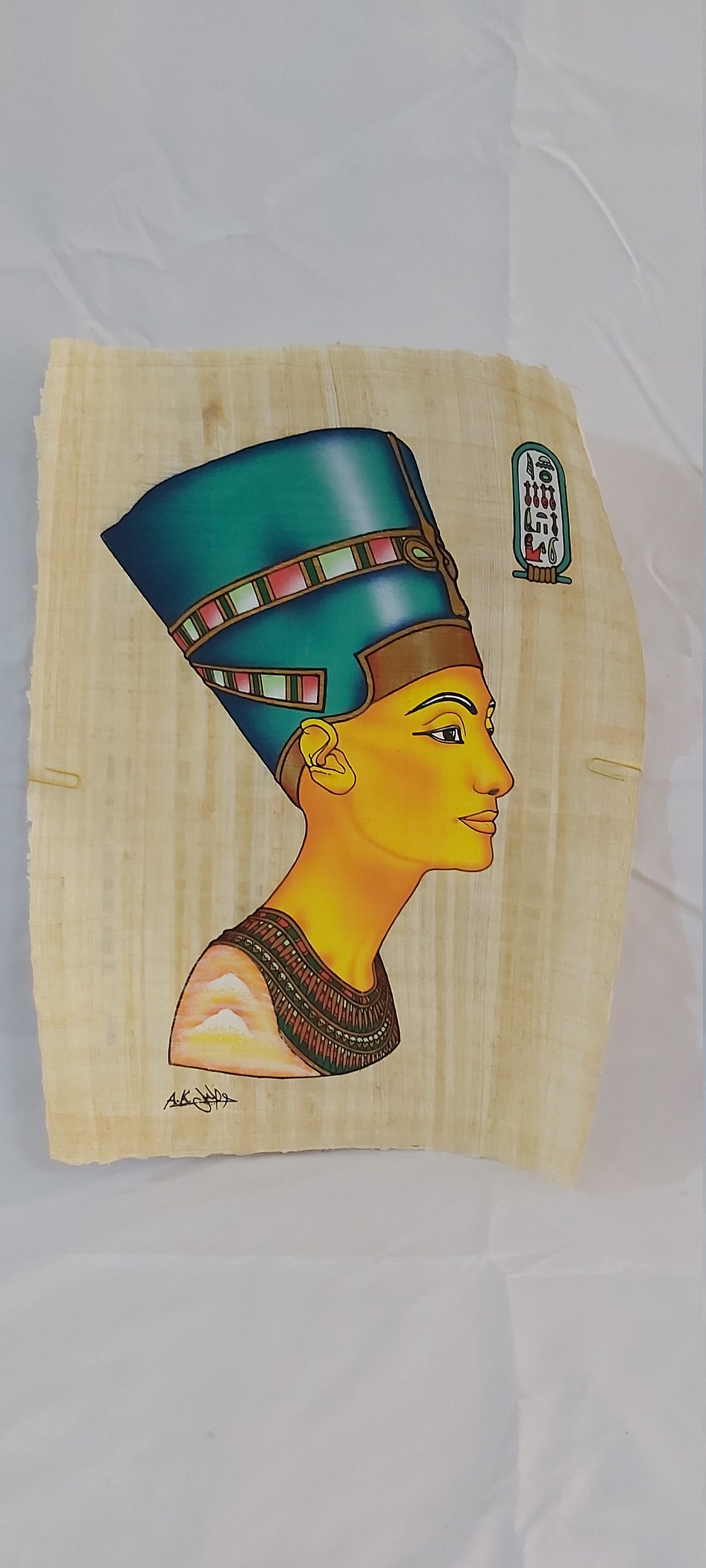 Egyptian Papyrus Painting, Queen Nefertiti Papyrus Painting, Egyptian ...