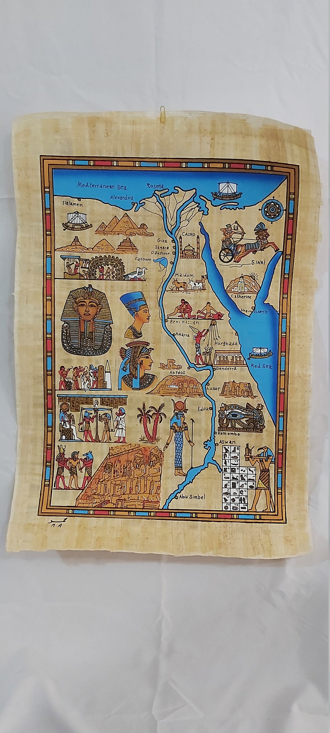 Egyptian Papyrus Painting Map of Egypt Papyrus Painting - Etsy