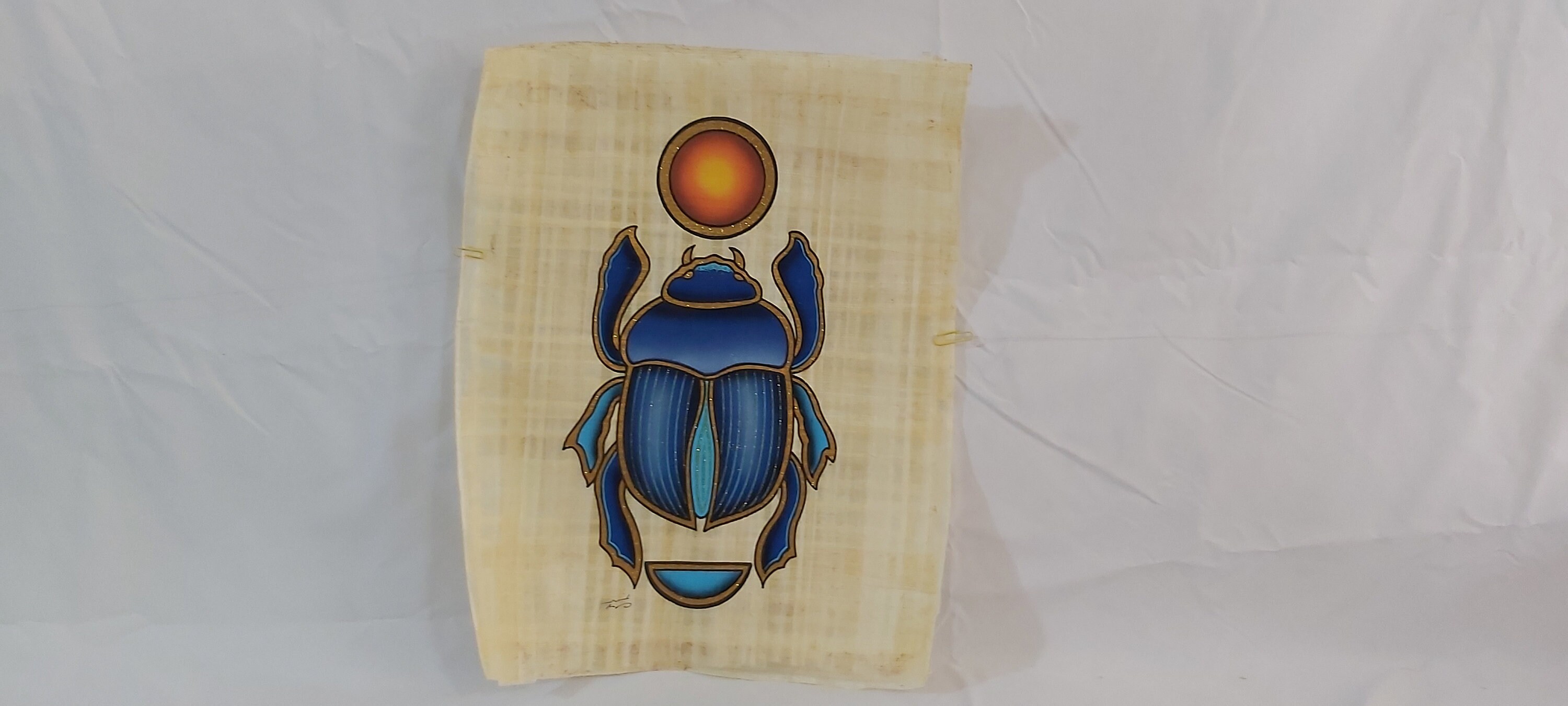 Egyptian Papyrus Painting, Scarab Papyrus Painting, Egyptian Papyrus ...