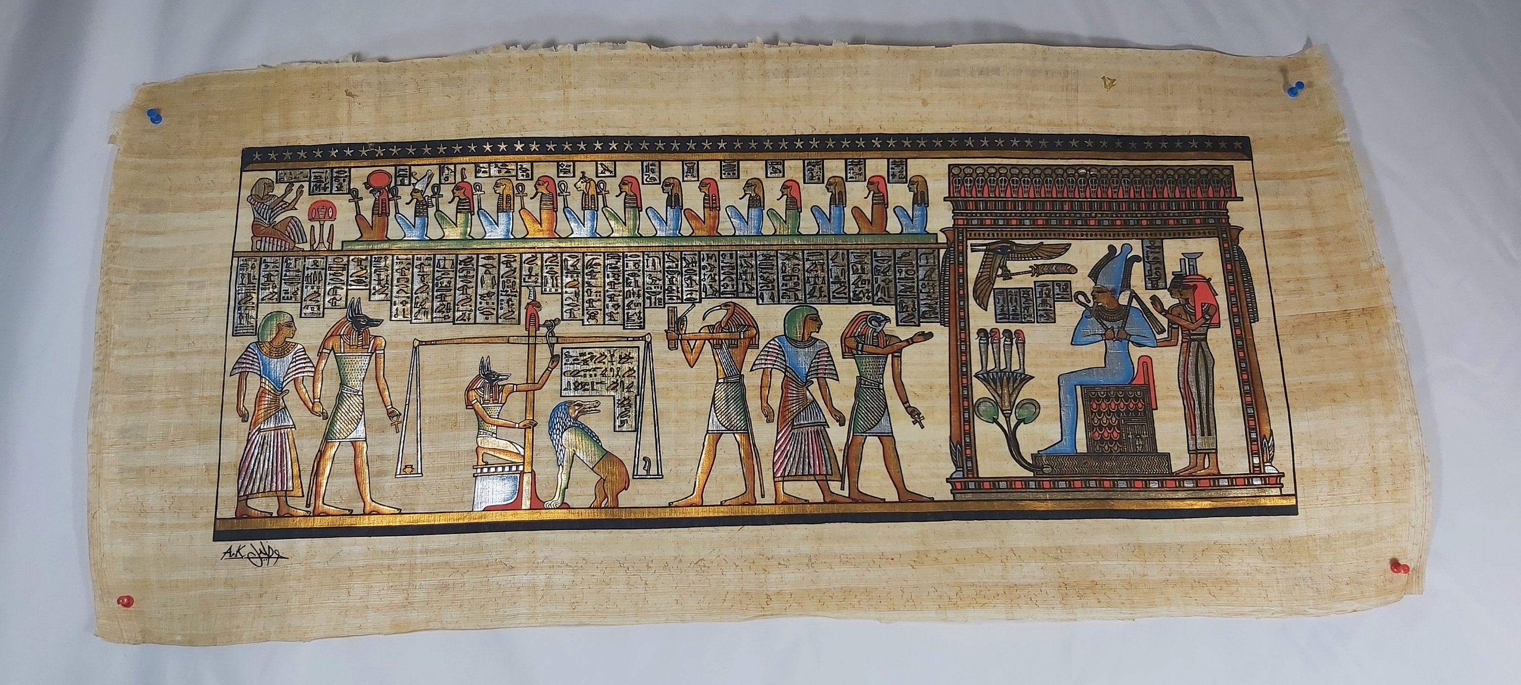 Egyptian Papyrus Painting, Final Judgment Papyrus Painting, Egyptian ...