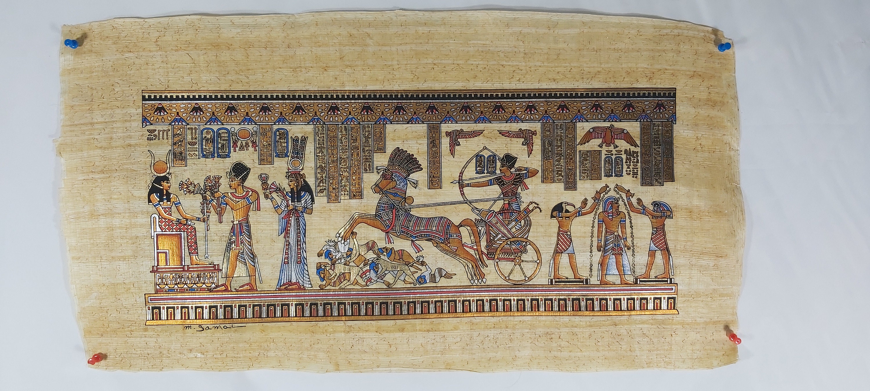 Egyptian Papyrus Painting, the Life and Death of King Ramses Papyrus ...