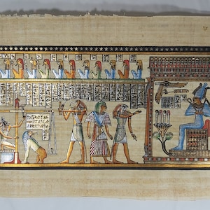 Egyptian Papyrus Painting, Final Judgment Papyrus Painting, Egyptian ...