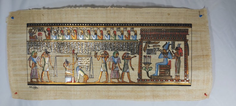 Egyptian Papyrus Painting, Final Judgment Papyrus Painting, Egyptian ...